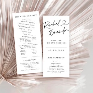Minimalist Wedding Program Template, Modern Wedding Program, Romantic Wedding Ceremony Program ...