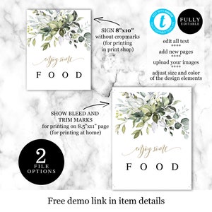 Food Signs for Wedding, Food Sign for Party, Event, Edit With Templett ...