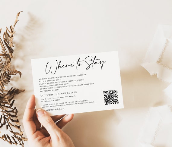 Printable Wedding Accommodation Insert Template