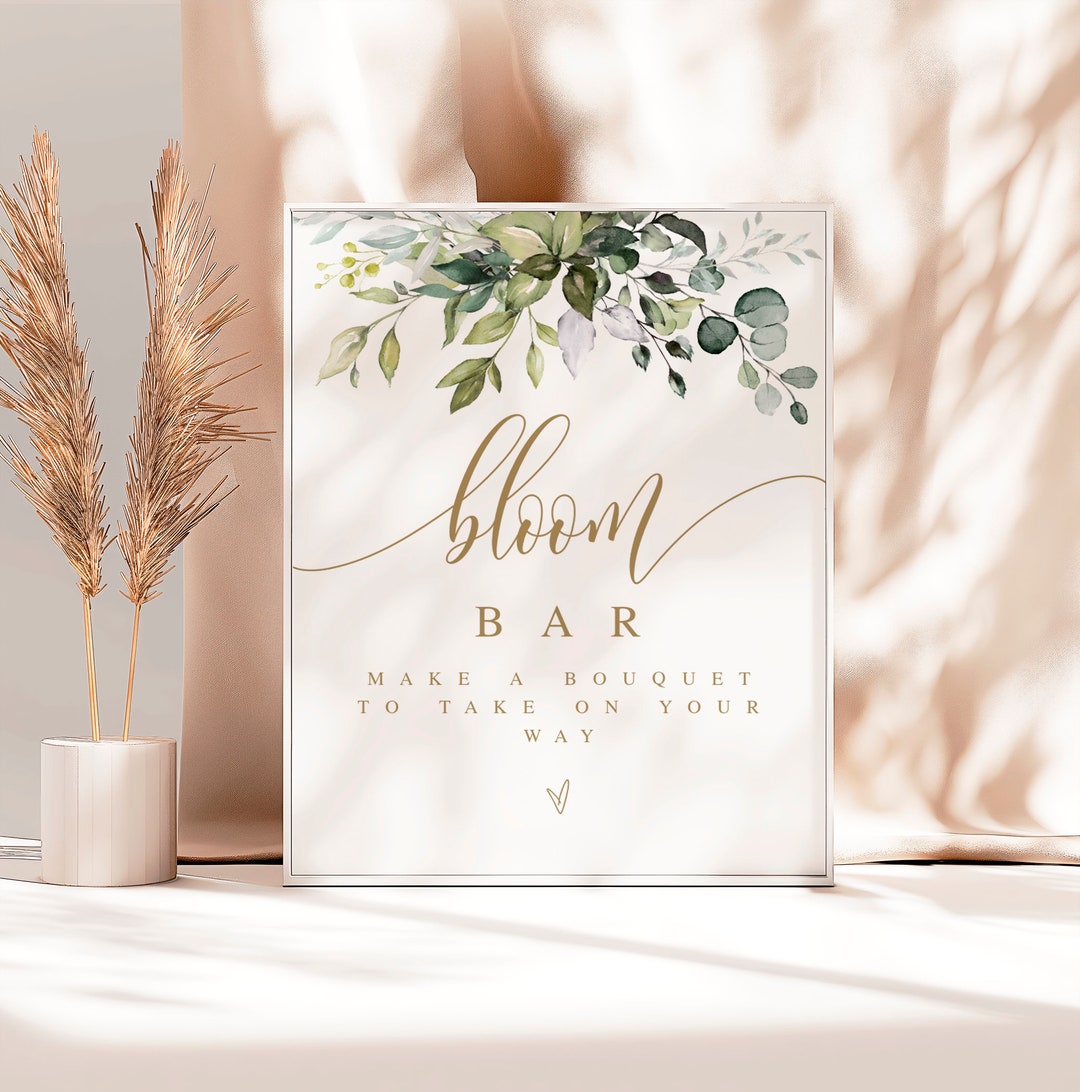 Bloom Bar Sign Template, Build Your Bouquet, Wedding Flower Favors ...
