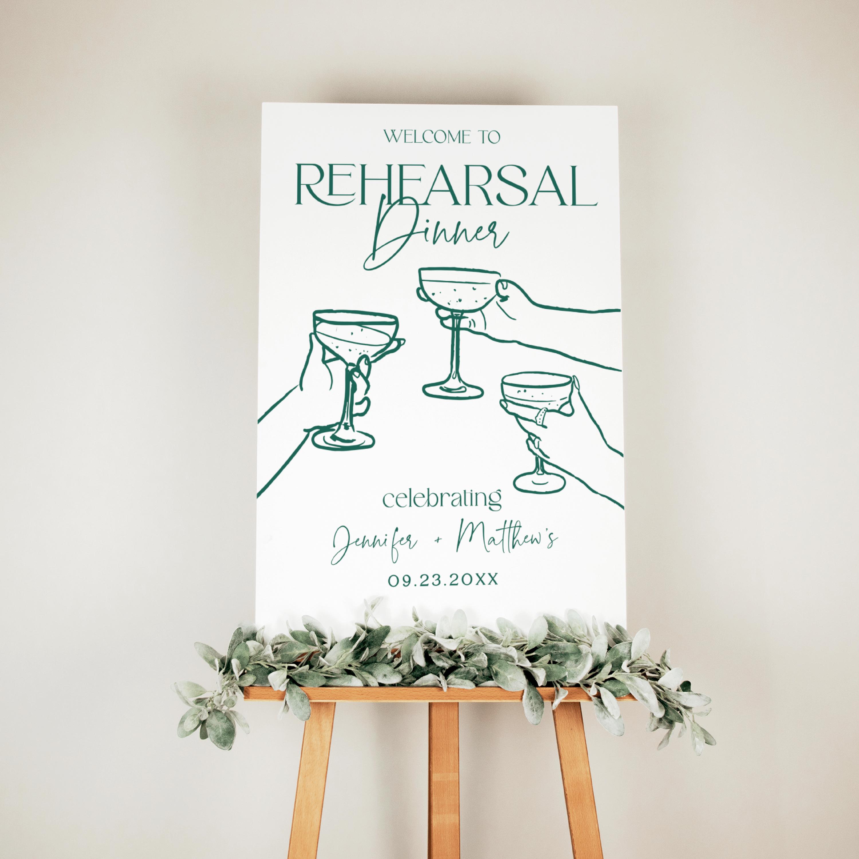 Hand Drawn Rehearsal Dinner Sign, Editable Rehearsal Dinner Welcome ...