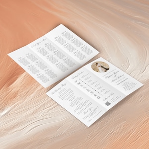 Seating Chart Program, Trifold Wedding Seating Chart Program Template ...