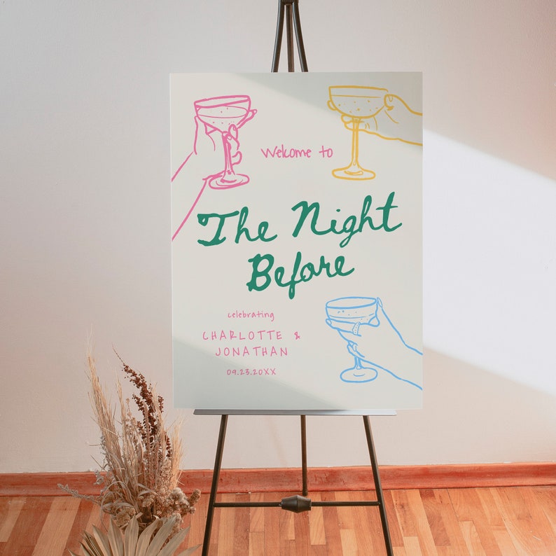 Hand Drawn Rehearsal Dinner Sign, Editable Rehearsal Dinner Welcome ...