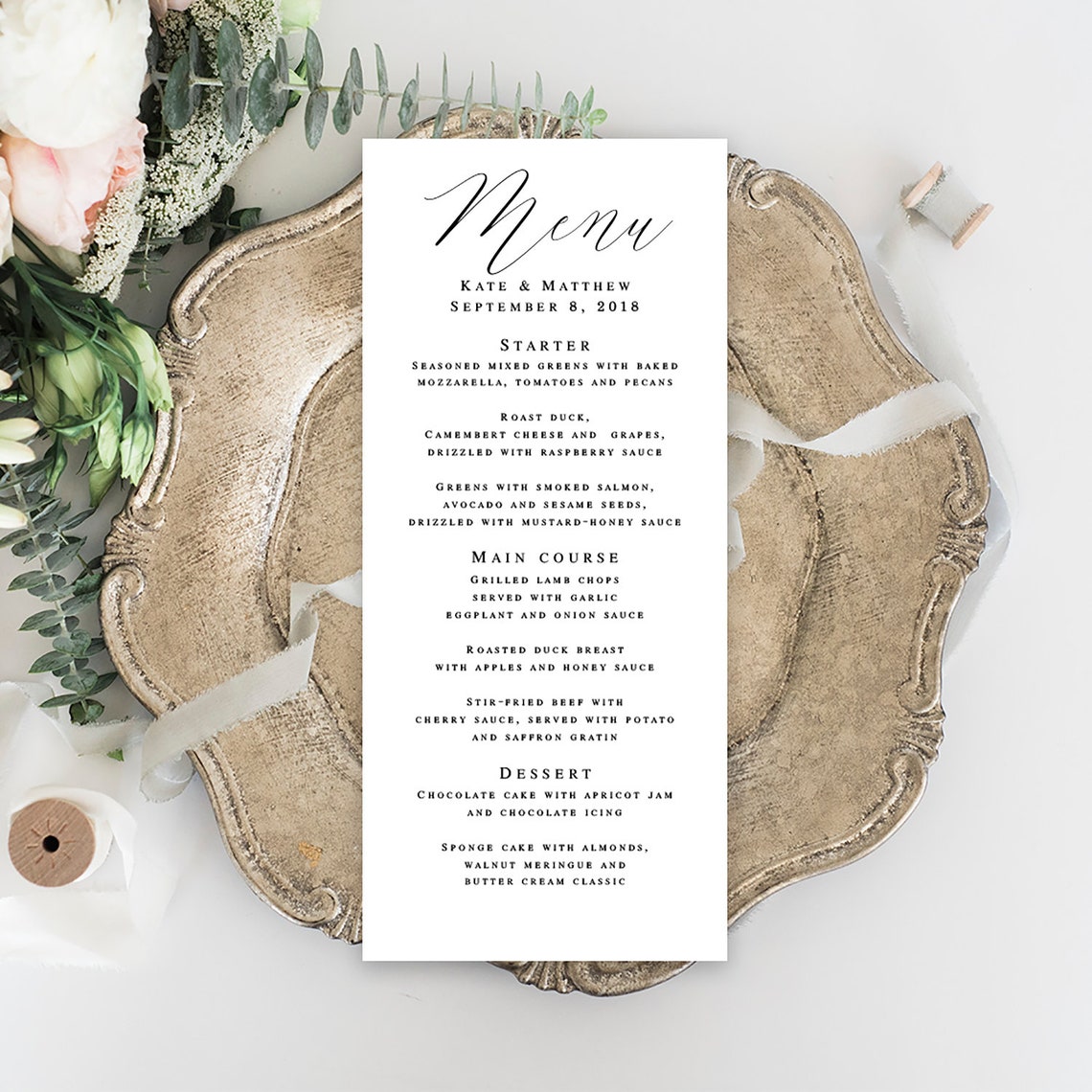 Wedding menu template Editable menu Wedding table decor | Etsy
