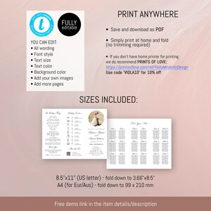 Seating Chart Program, Trifold Wedding Seating Chart Program Template ...