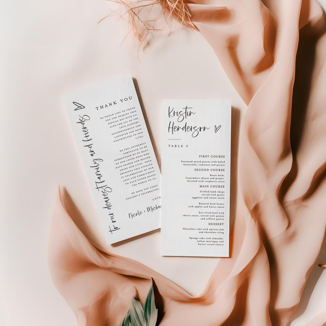 Thank You Place Card, Thank You Letter Template, Thank You Napkin Note ...