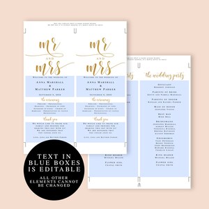 Gold Wedding Program Template Gold Program Gold Wedding | Etsy