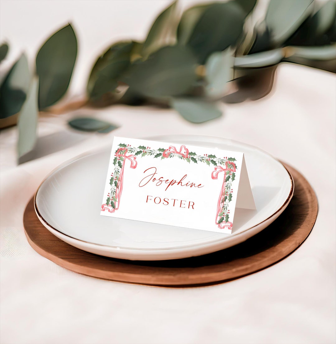 Christmas Place Cards Template, Christmas Name Card, Christmas Dinner ...