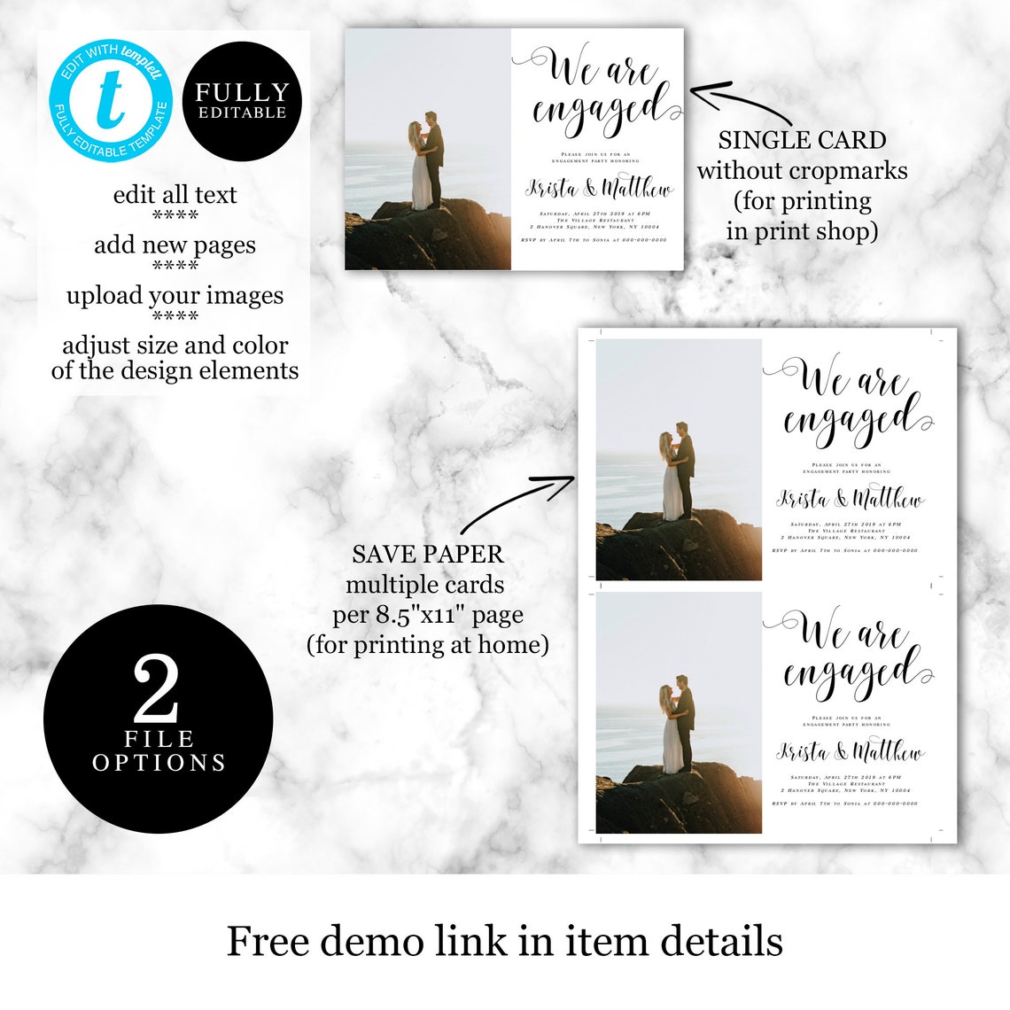 Were Engaged Invitation With Photo Picture Templett Fully | Etsy