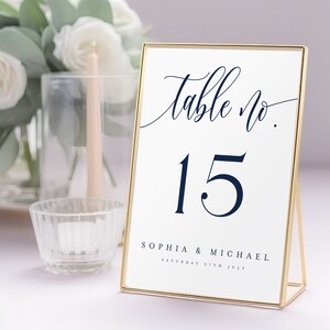 Table Numbers Navy Elegant Table Numbers 1-40 Modern Table Numbers ...