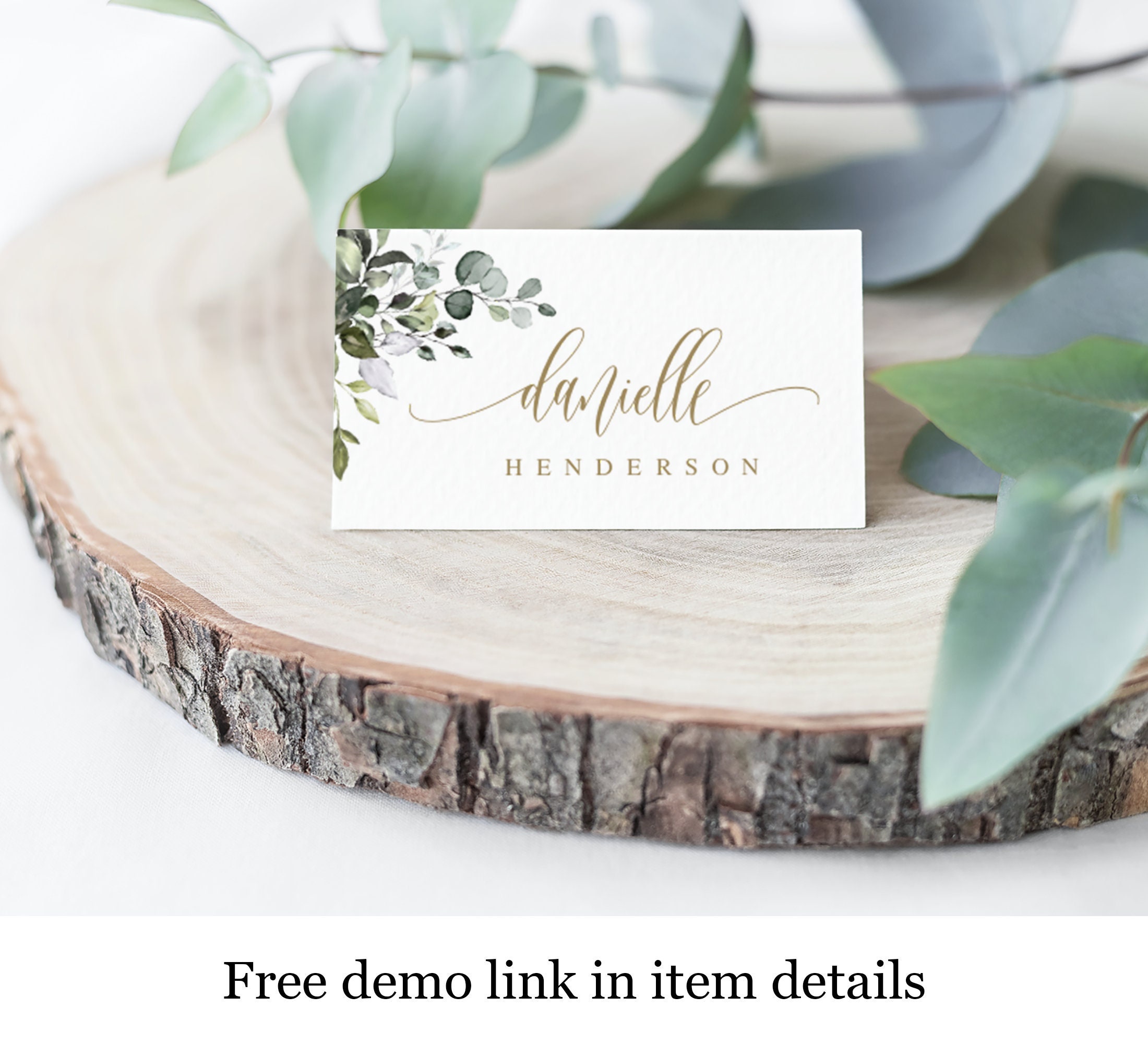 Eucalyptus Greenery Place Cards Template Editable Text Name - Etsy