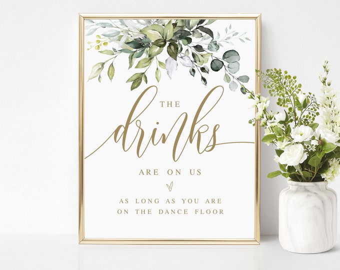 Printable Drinks Are on Us Sign Template Instant Download - Etsy