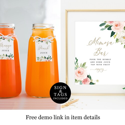 Mimosa Bar Sign & Juice Labels Mimosa Bar Labels Rose Gold - Etsy