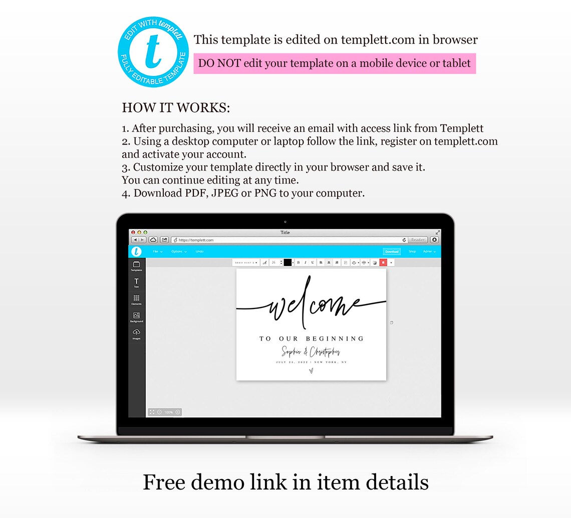 Wedding Welcome to Our Beginning Sign Template Fully Editable - Etsy