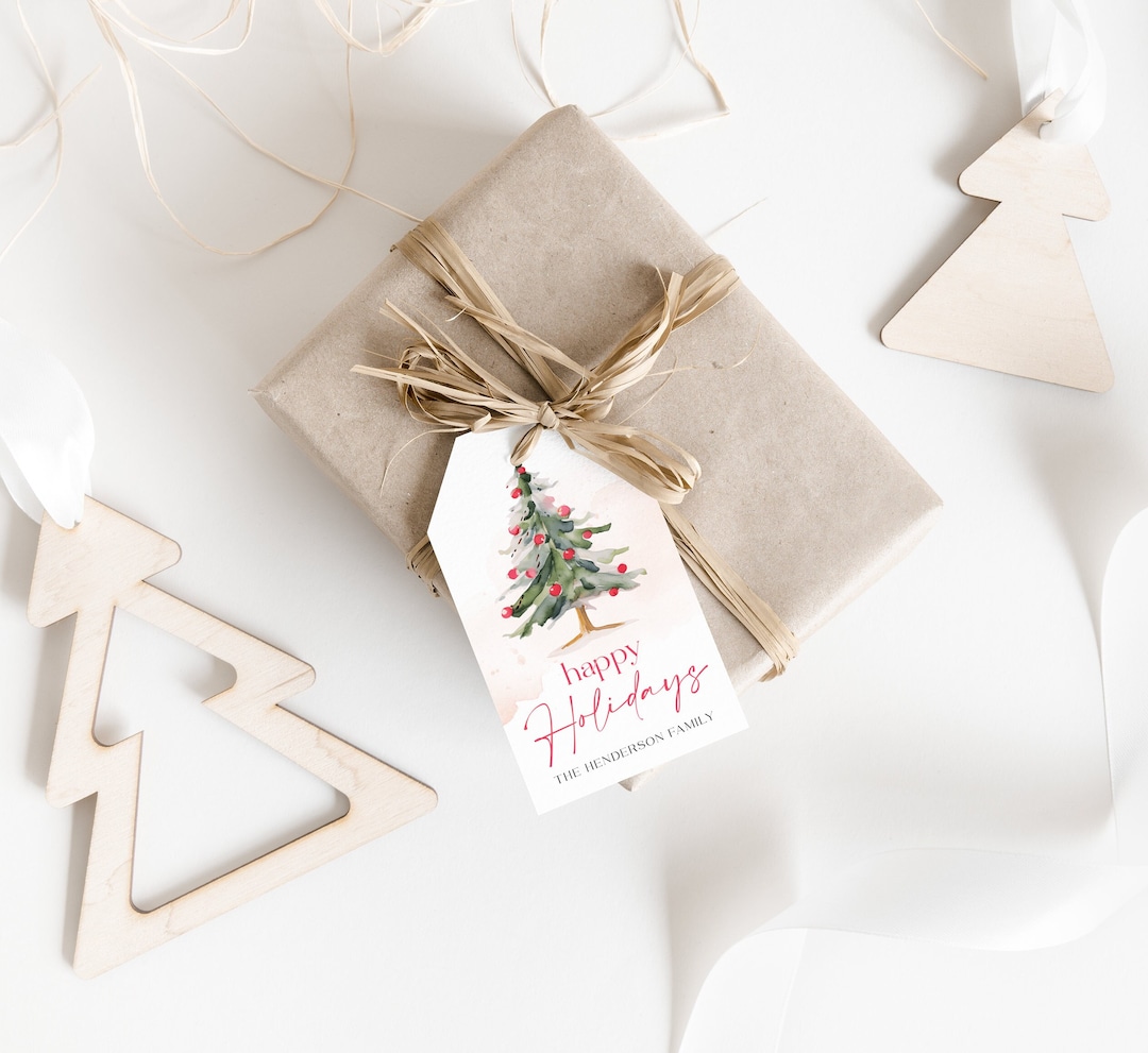 Happy Holidays Tag, Christmas Tag for Gifts, Instant Download, Happy ...