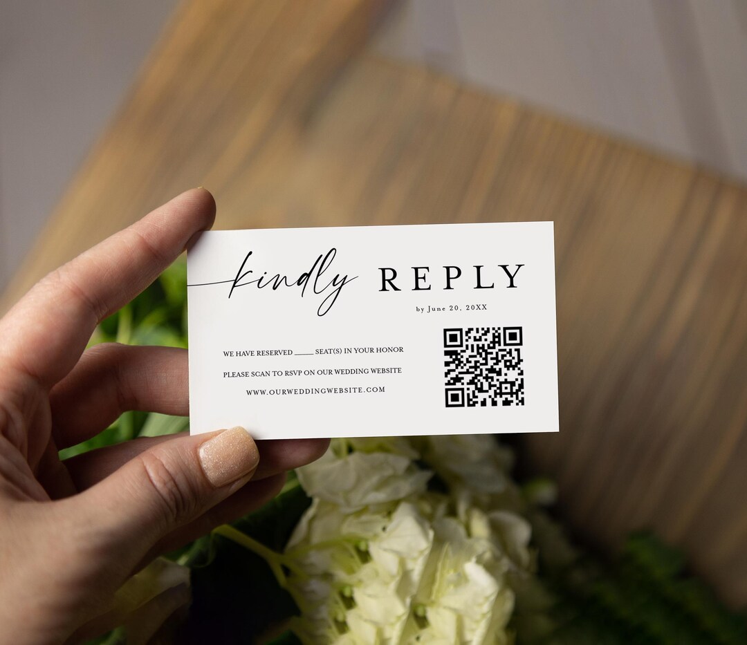 QR Code Response Card Template, Editable Wedding Kindly Reply Card ...