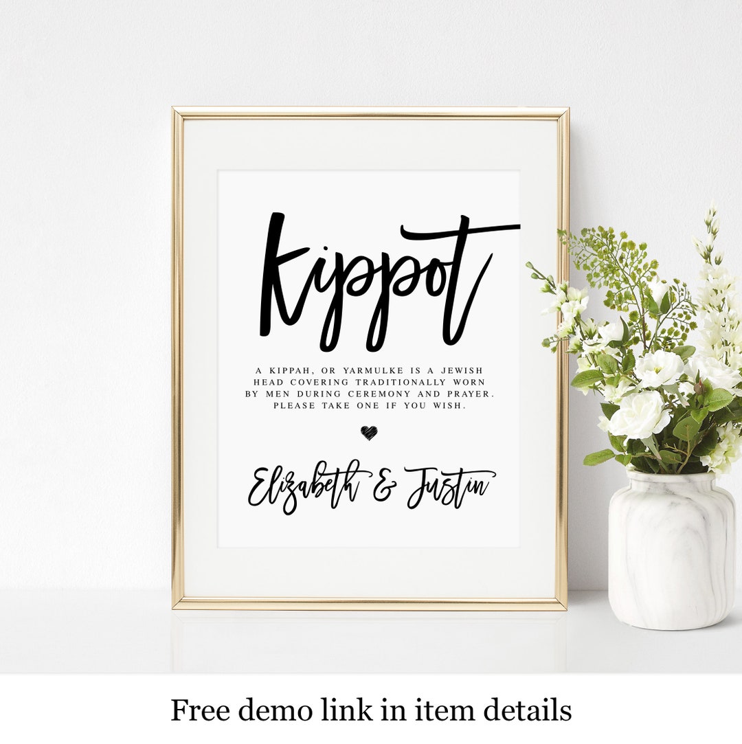 Kippot Sign Template Printable Kippah Sign Custom Digital - Etsy