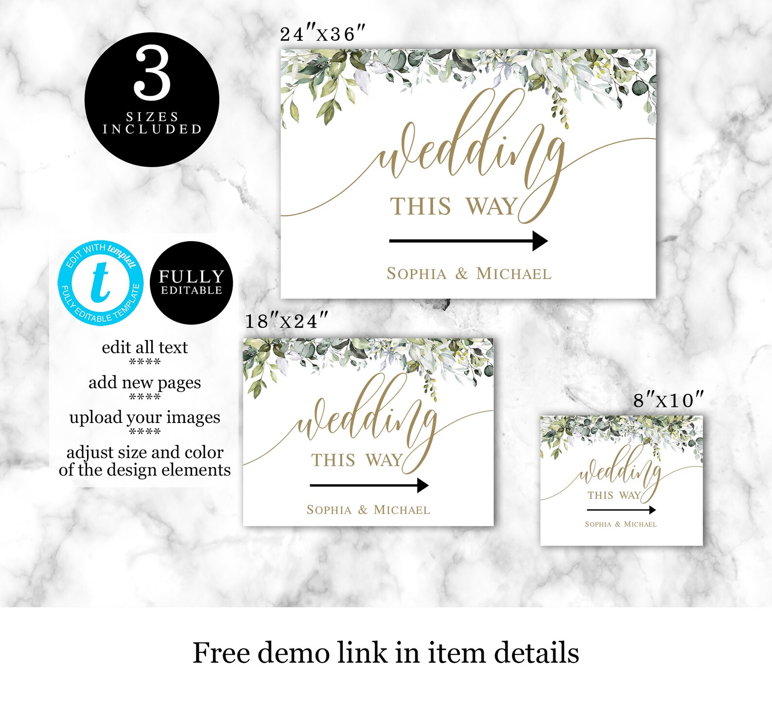 Printable Wedding This Way Sign Template Wedding Direction | Etsy