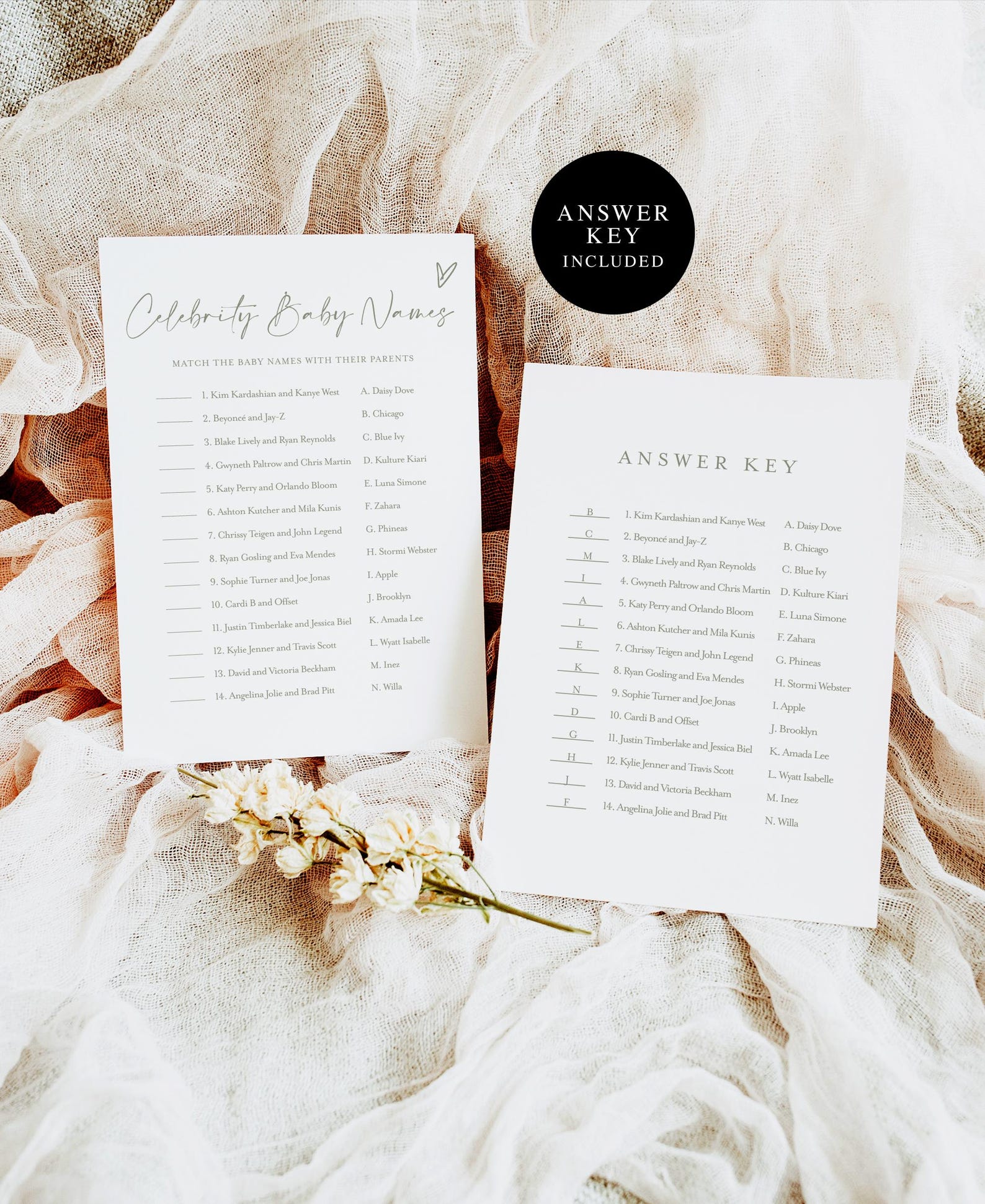 Guess the Celebrity Baby Shower Game, Editable Celebrity Baby Name Game ...