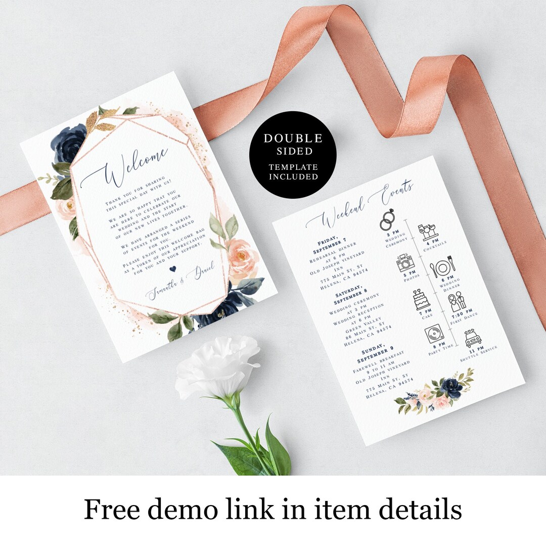 Geometric Welcome Letter Template Itinerary Templett - Etsy