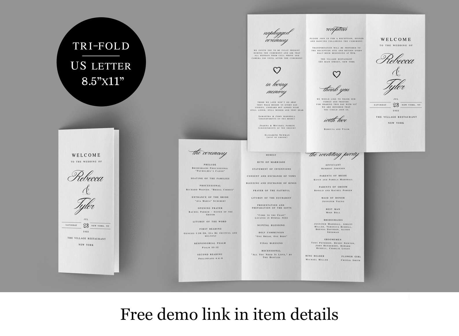 Templett Wedding Programs Trifold Template Tri-fold - Etsy