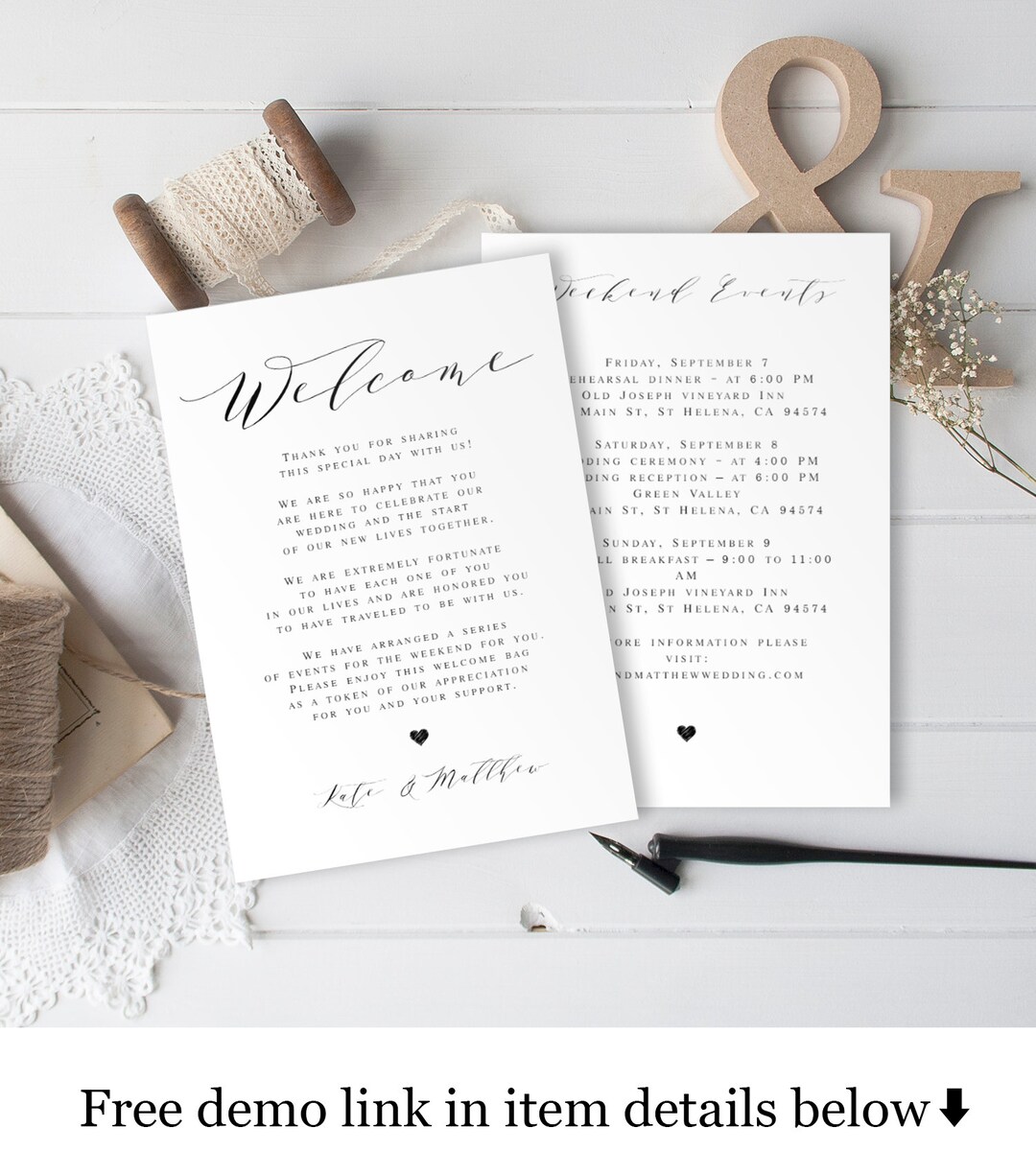 Welcome Bag Note Template, Fully Editable Wedding Itinerary, Hotel Bag ...