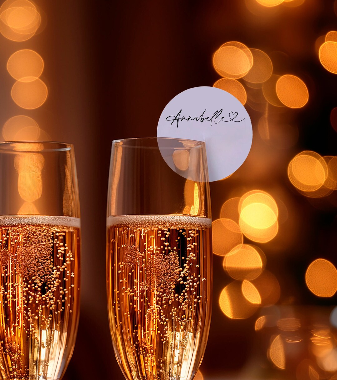 Champagne Name Tags, Champagne Glass Tags, Modern Minimalist Champagne ...