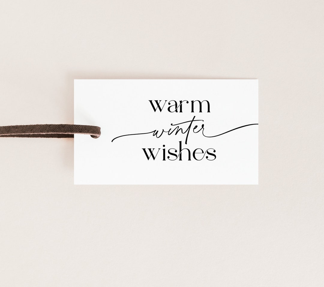 Minimalist Christmas Tag Template, Warm Winter Wishes Tag, Cookie ...