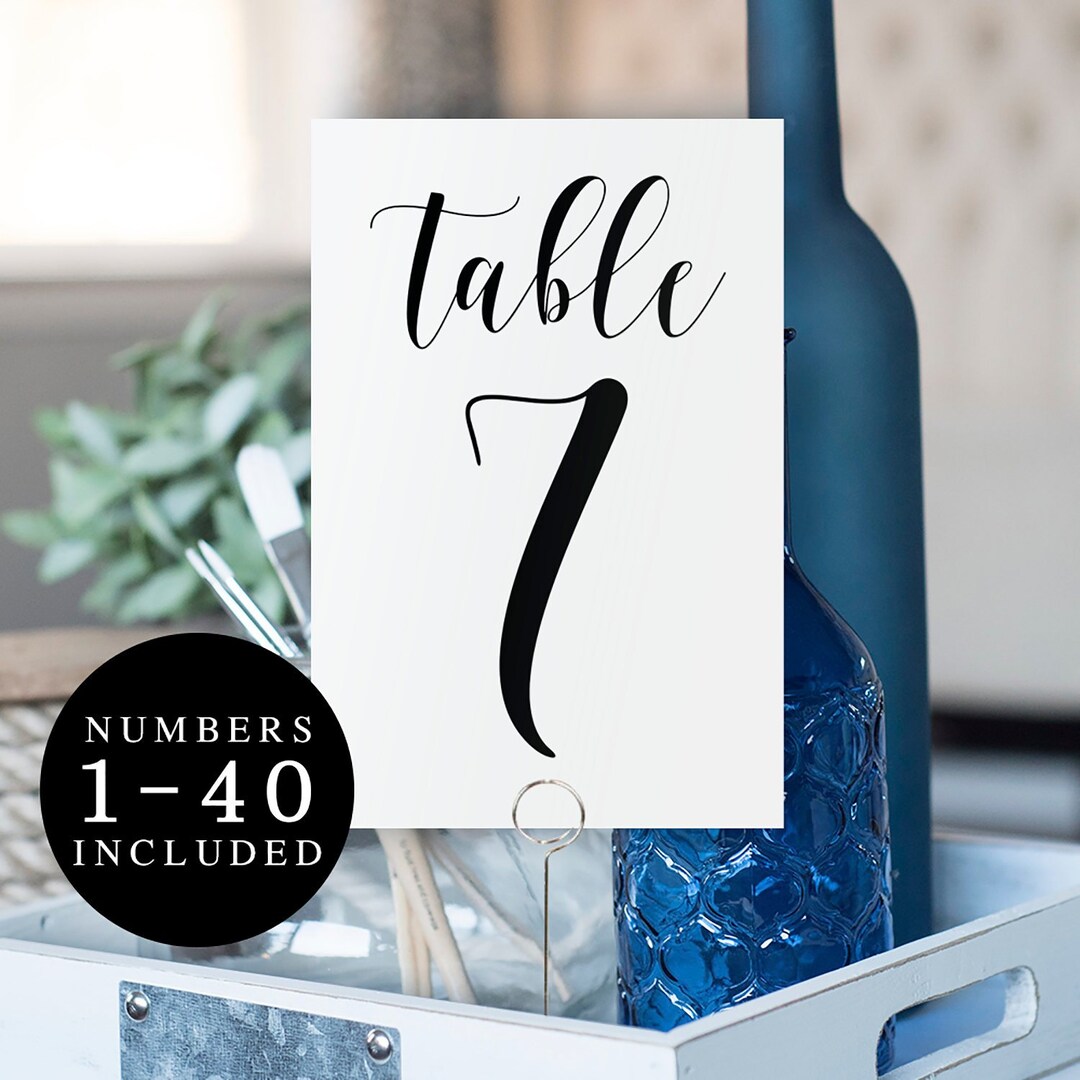 Elegant Table Numbers Printable Table Numbers 1-40 Modern Table Numbers ...