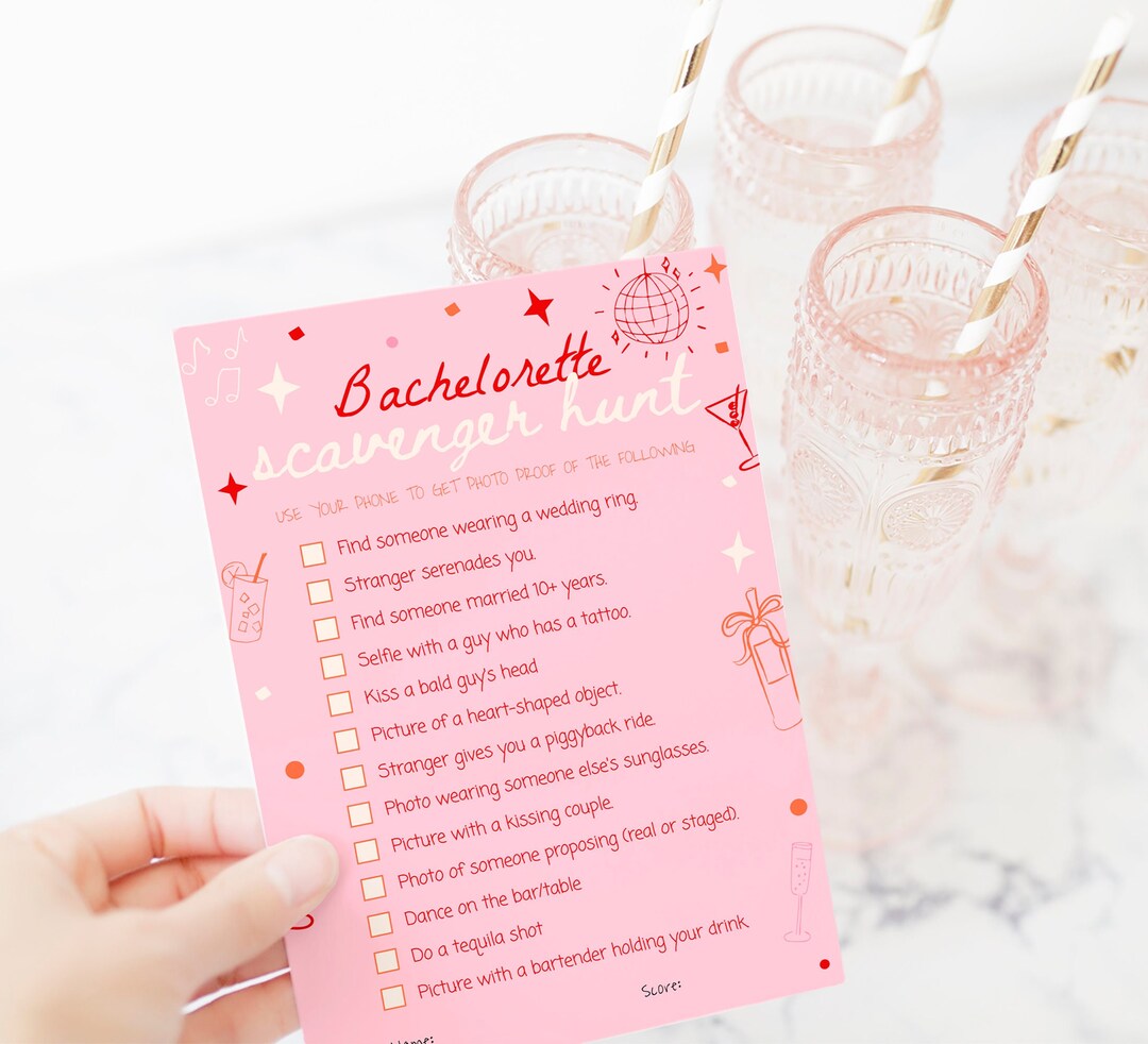 Hen Party Game Download, Hen Do Game, Hand Drawn Bachelorette Scavenger ...