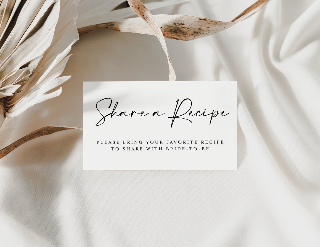 Share A Recipe Card Template, Invitation Insert, Instant Download ...