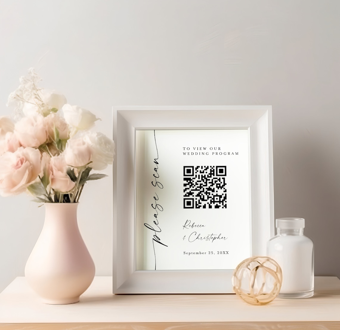 Wedding Program QR Code Sign Scannable QR Code Sign Digital - Etsy