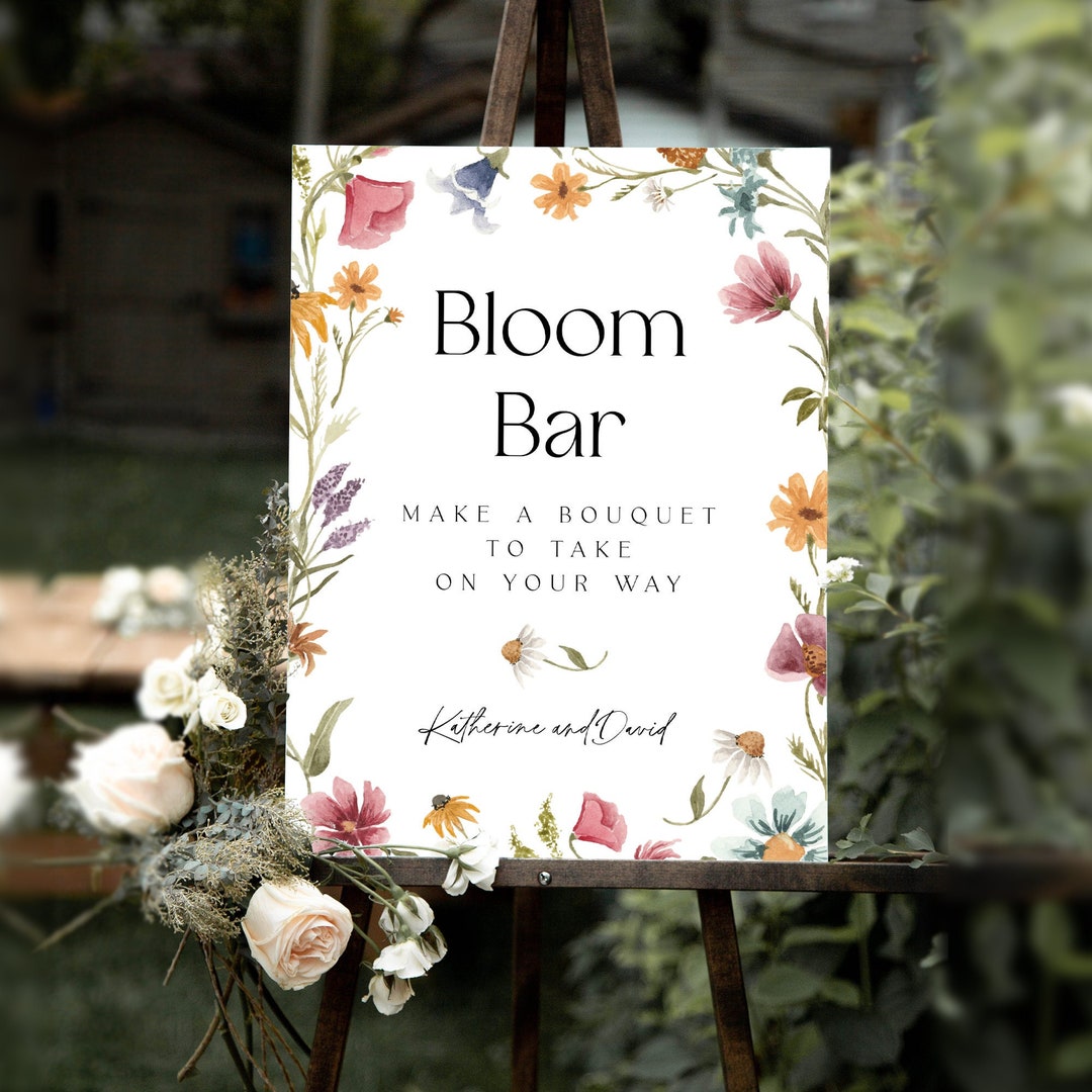 Flower Bar Sign Template, Build Your Bouquet, Wildflower Wedding Flower ...