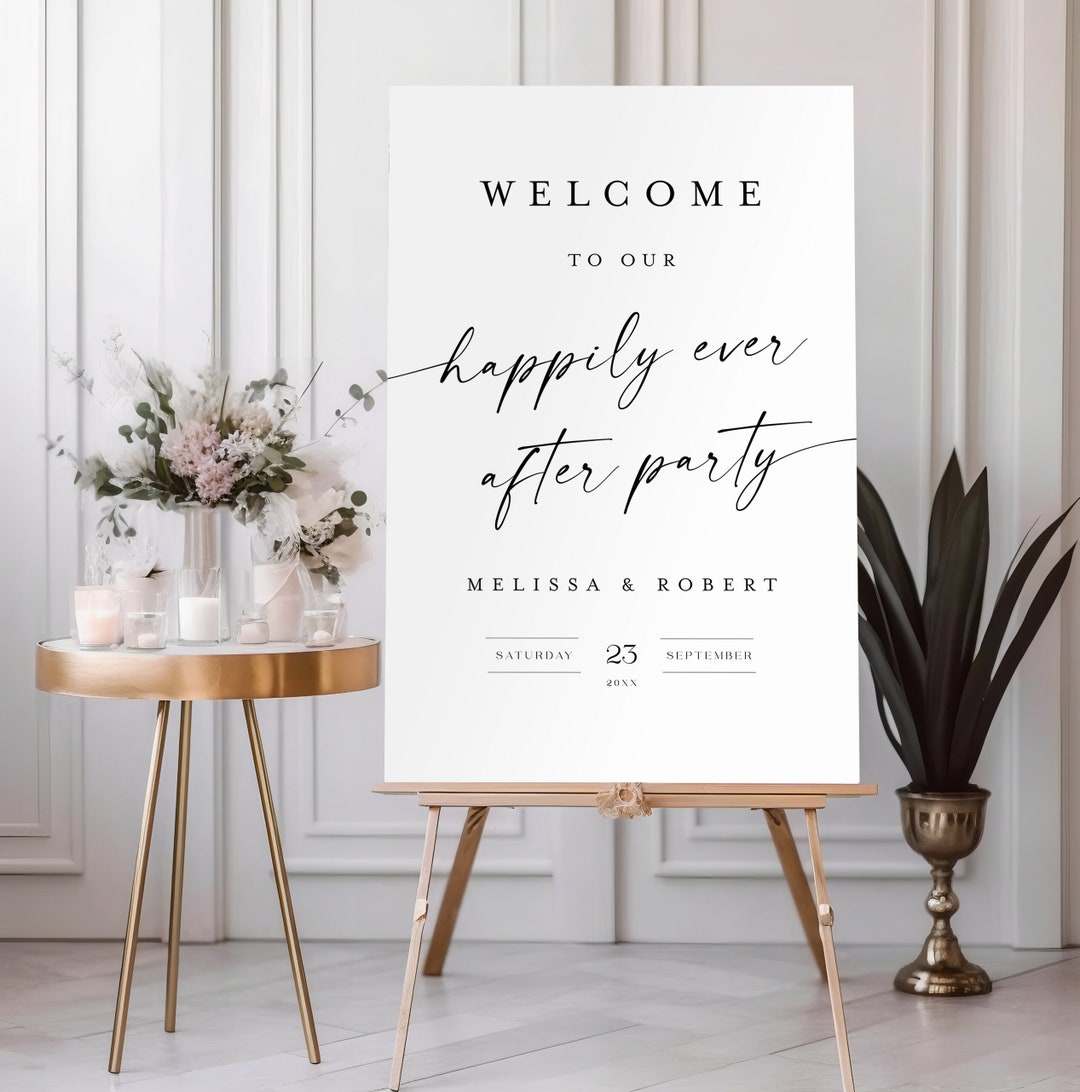 Wedding Welcome Sign Template, Happily Ever After Party Welcome Sign ...