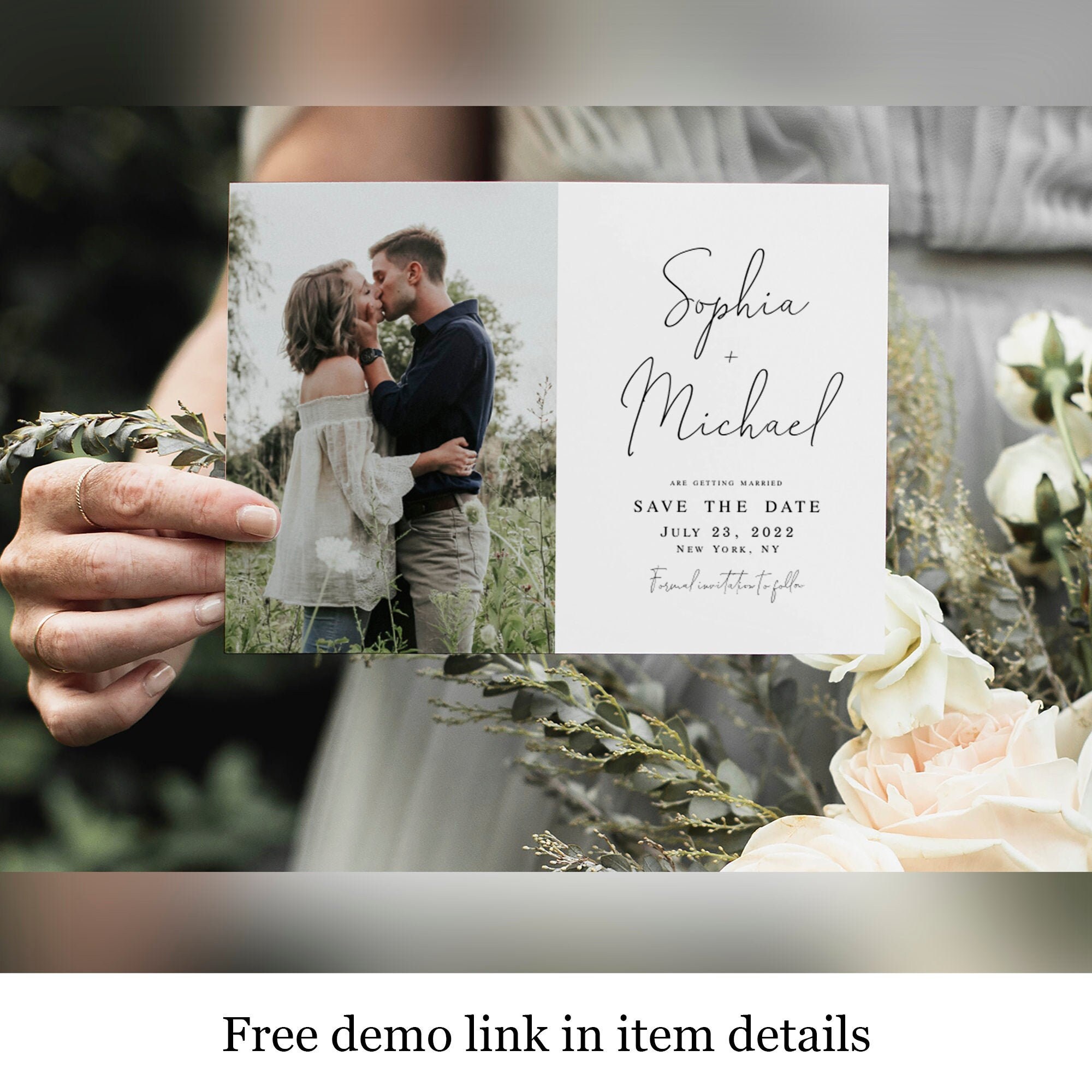 Editable Save Our Date Modern Save The Date With Picture Photo Save The ...