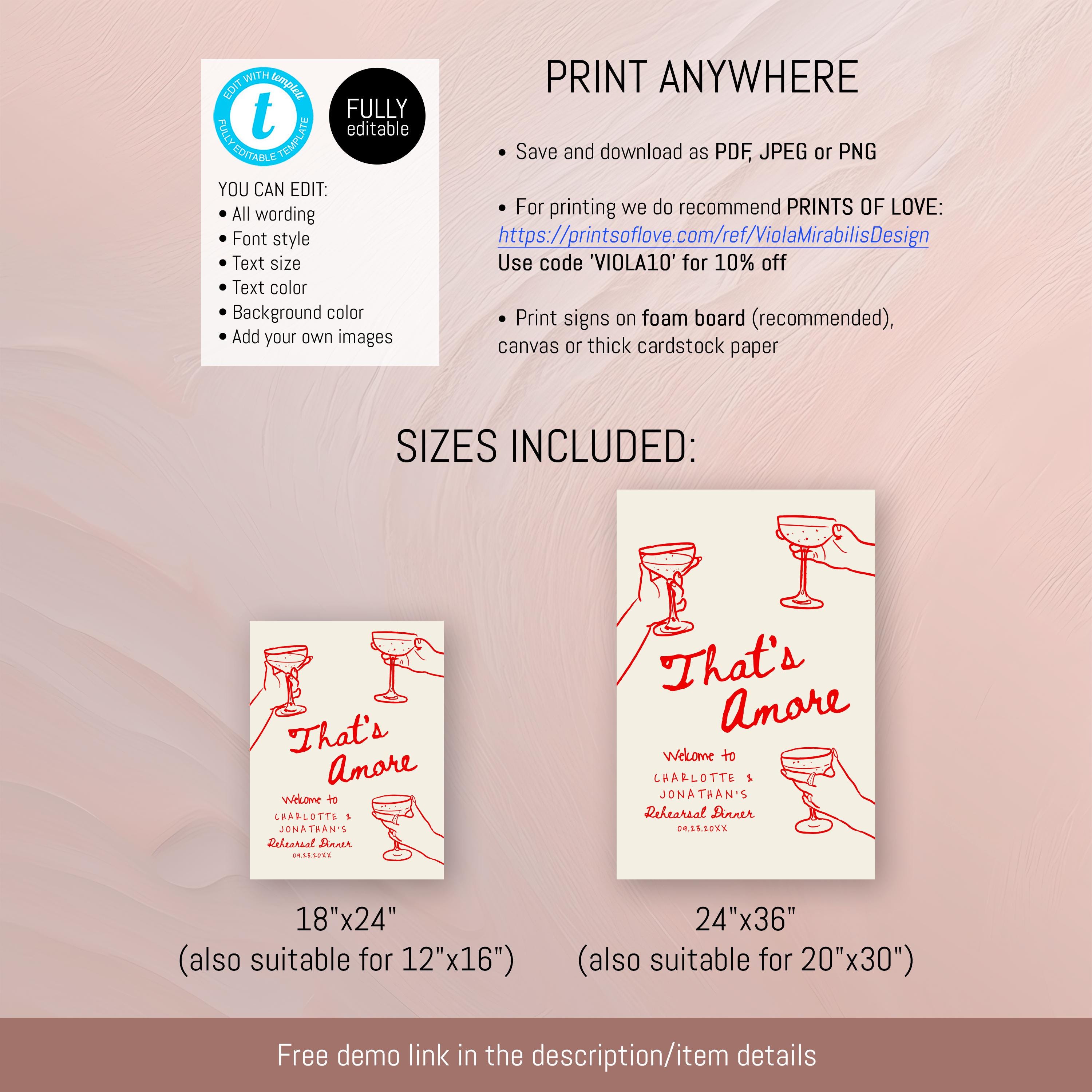 Thats Amore Sign Printable, Red Thats Amore Rehearsal Dinner Welcome ...