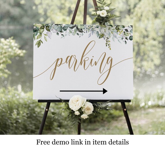 Gold Parking This Way Sign Template Instant Download Design - Etsy