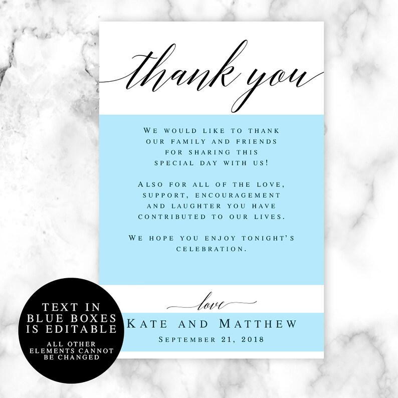 Wedding Thank You Notes Printable Templates Editable Thank You - Etsy