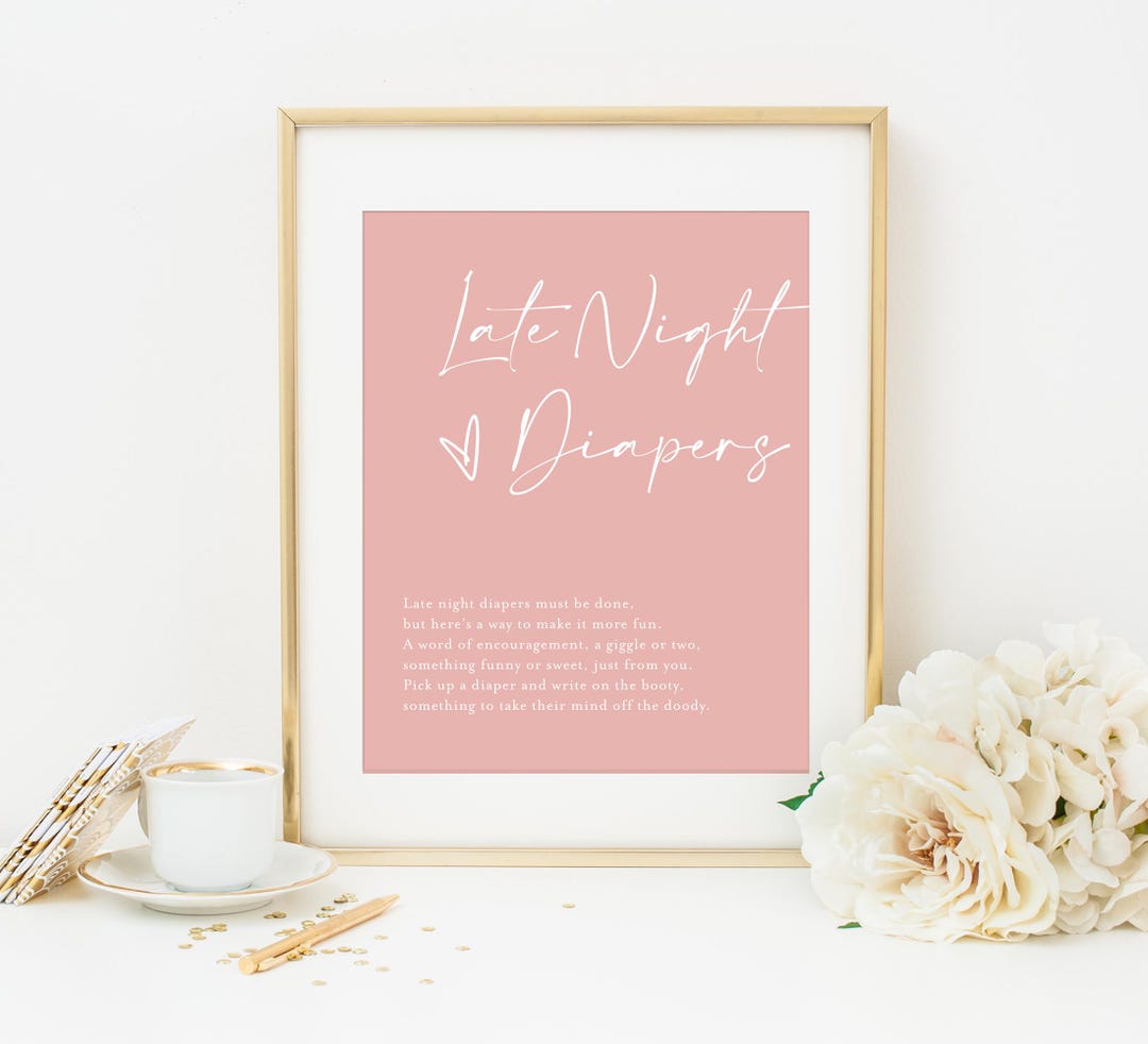 Late Night Diapers Game, Printable Late Night Diapers Message Sign ...