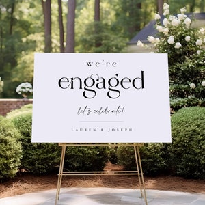 Engagement Sign, Engagement Party Welcome Sign Template, Modern ...