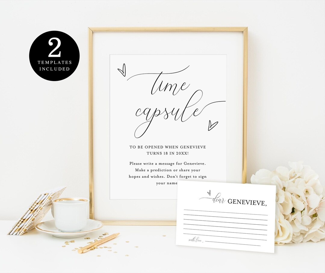 Time Capsule Template, Time Capsule Baby Shower Sign, Printable ...