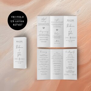 Trifold Wedding Programs, Editable, Instant Download, Order of Service ...