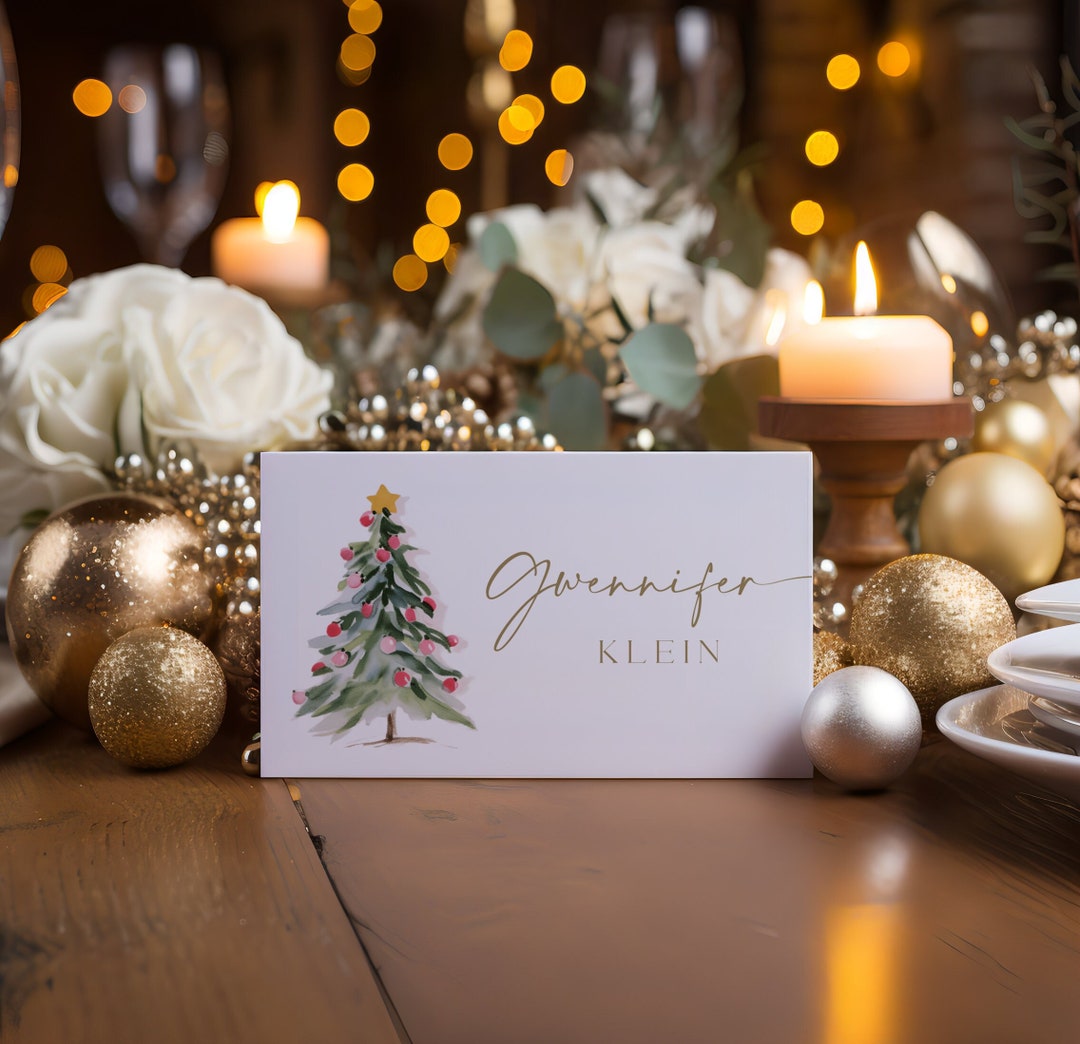 Christmas Place Cards Template, Christmas Name Card, Christmas Dinner ...