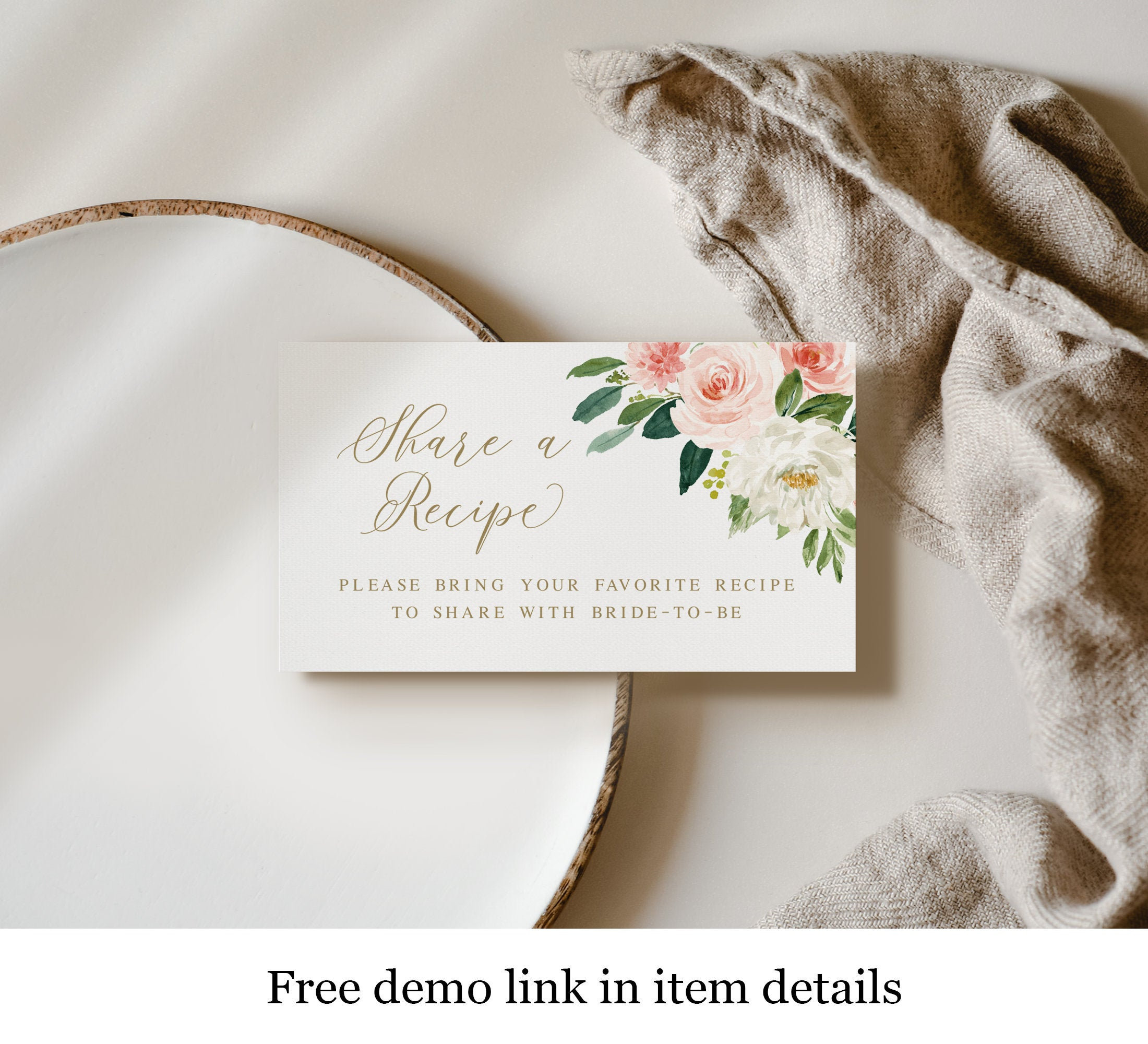 Printable Share A Recipe Card Bridal Shower Recipe Card - Etsy