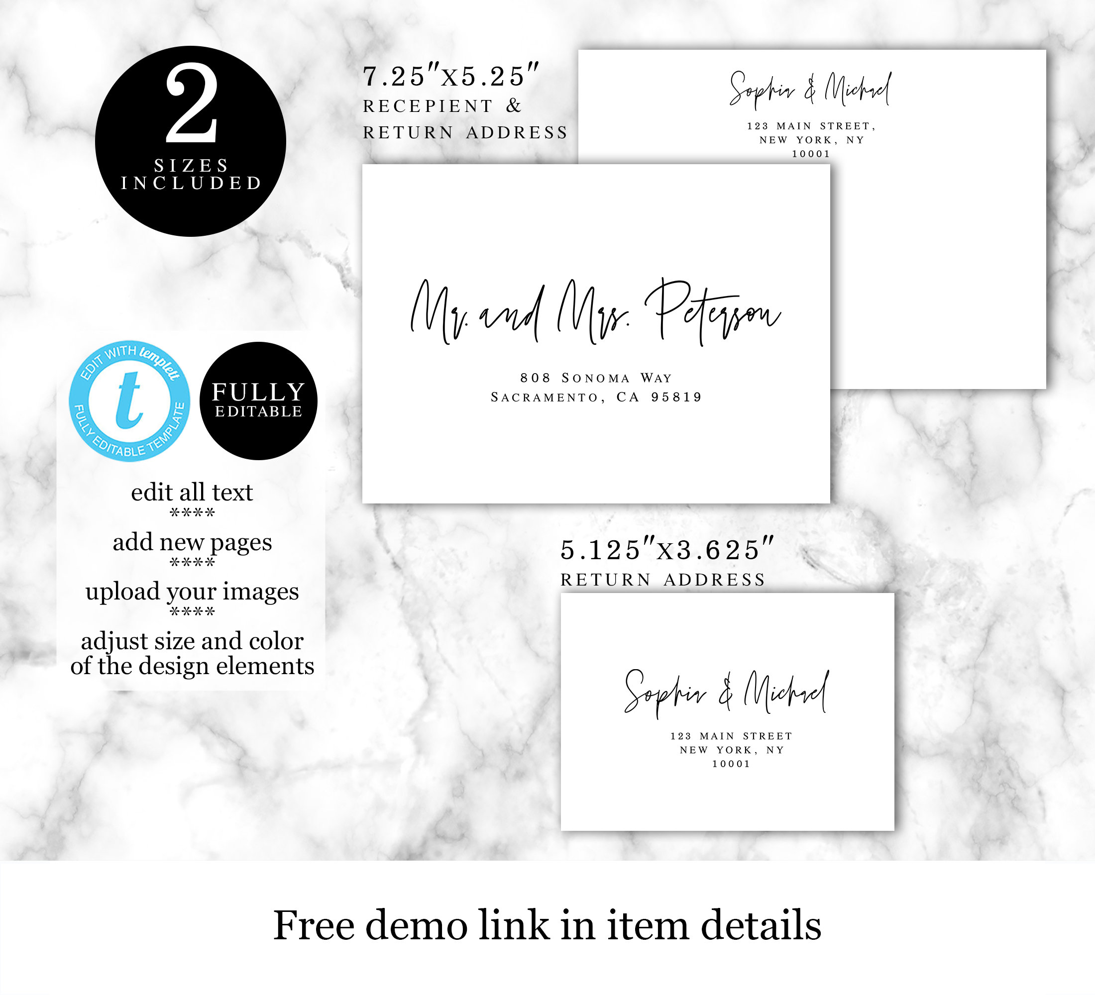 Elegant Wedding Envelope Template With Return Address - Etsy