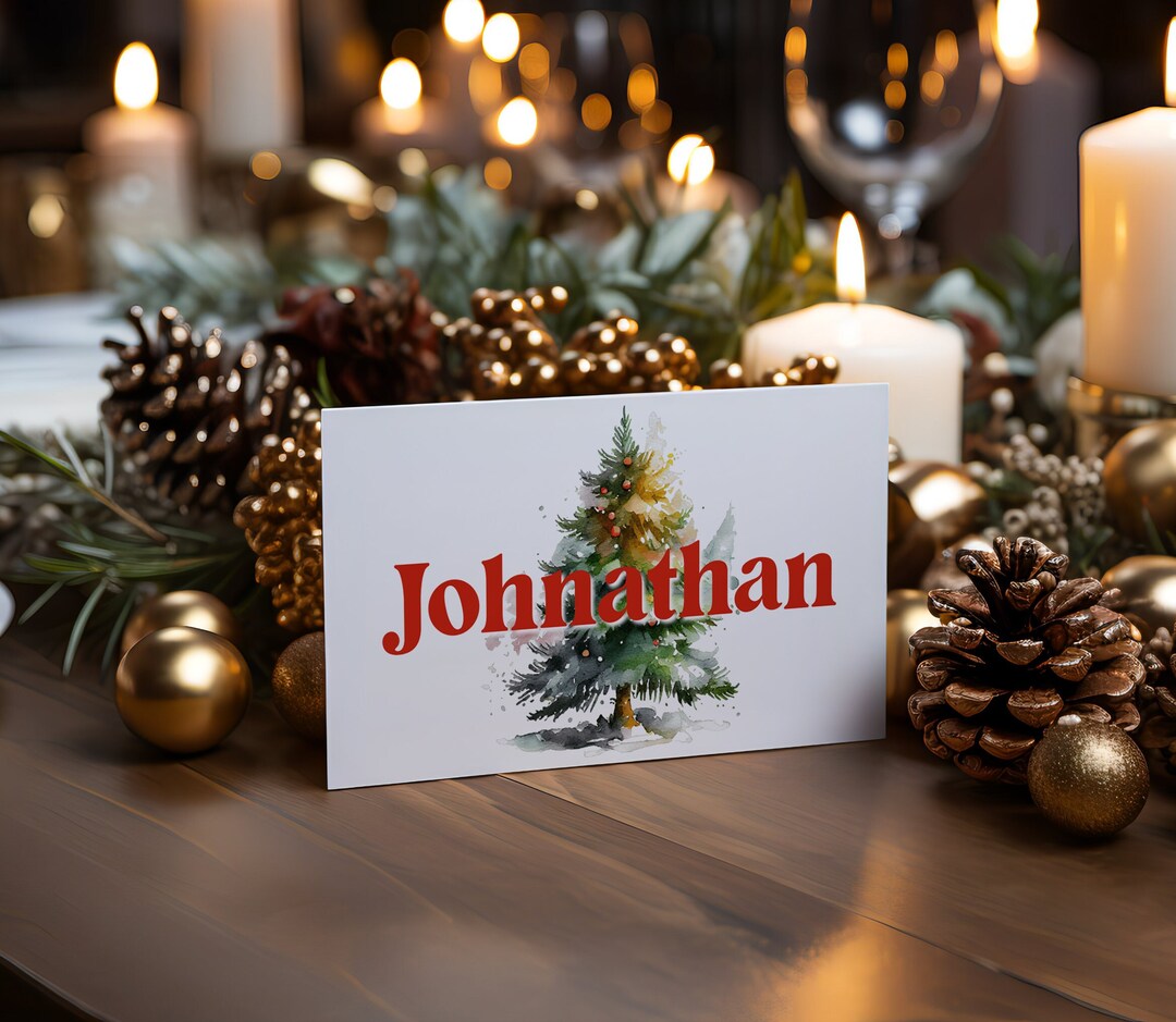 Christmas Place Cards Template, Christmas Name Card, Christmas Dinner ...