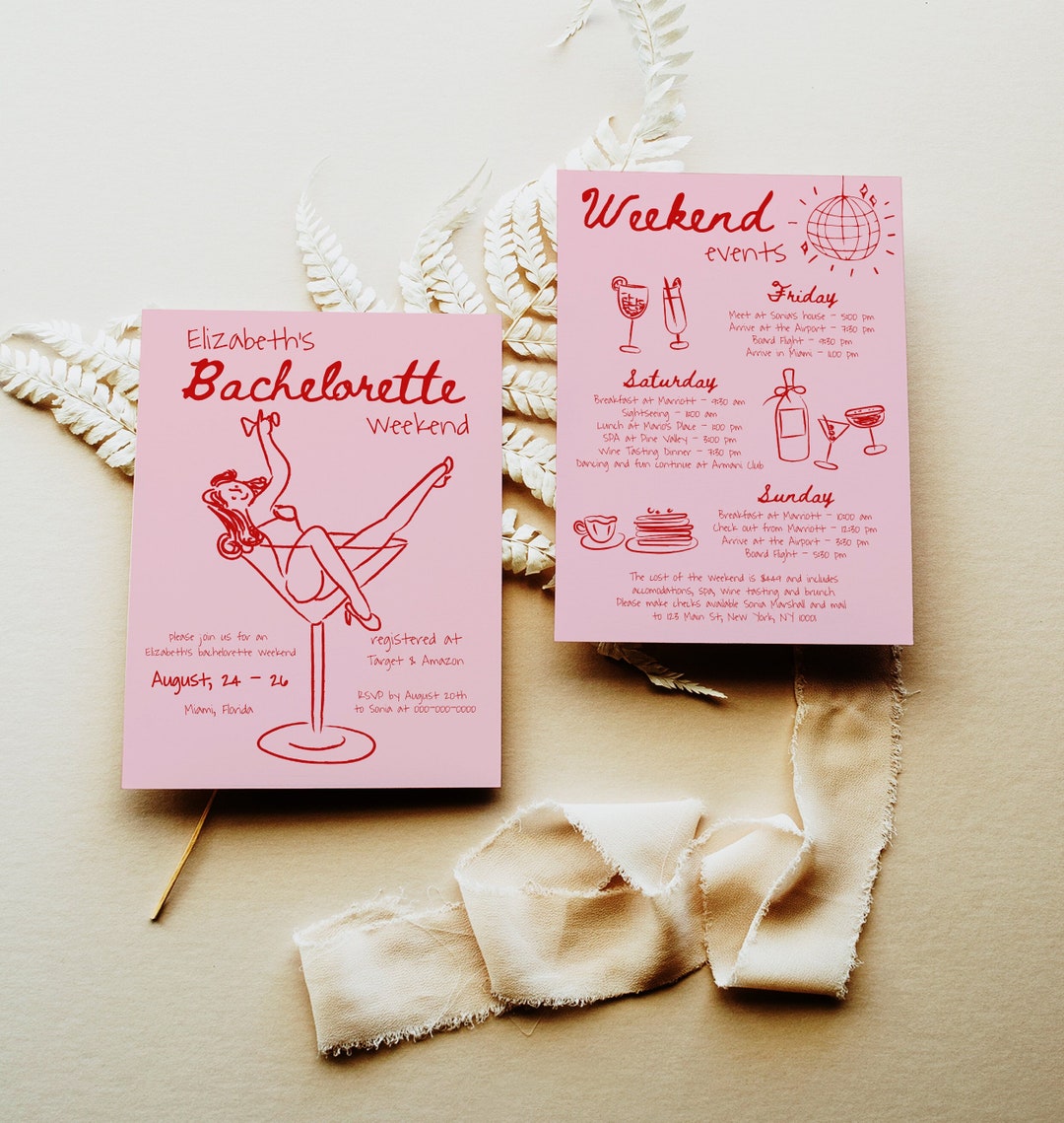 Hand Drawn Bachelorette Invite, Retro Bachelorette Party Invitation and ...