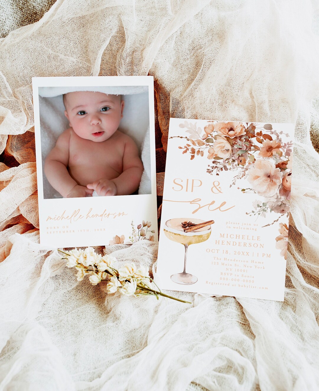 Fall Sip and See Invitation, Welcome Baby Invite, Meet and Greet ...