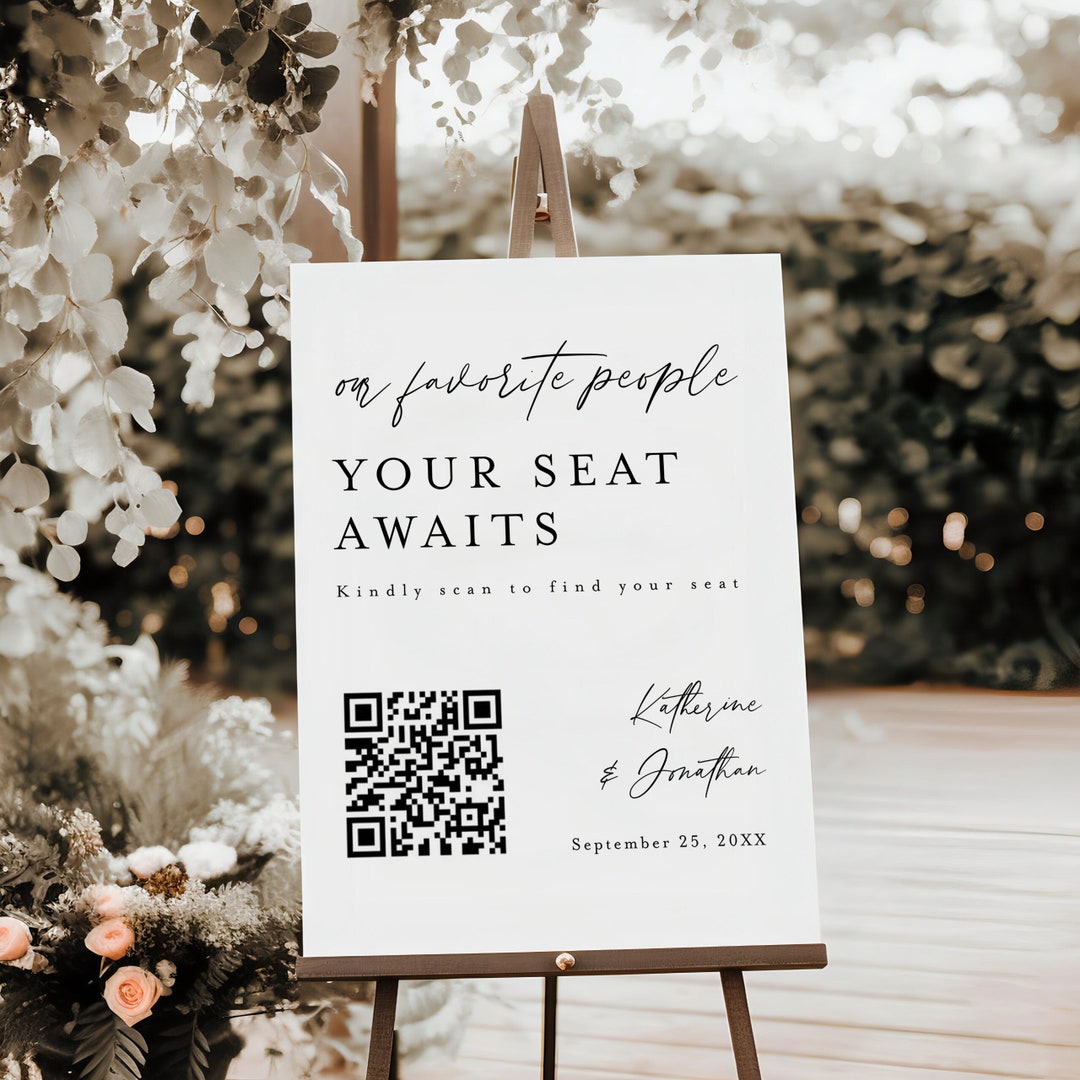 QR Code Seating Chart Sign, Wedding QR Code Sign, Seating Chart Welcome ...