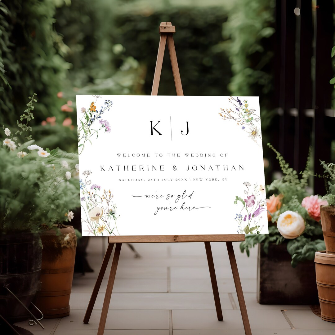 Wildflower Wedding Welcome Sign Template, Wild Flower Wedding Sign ...